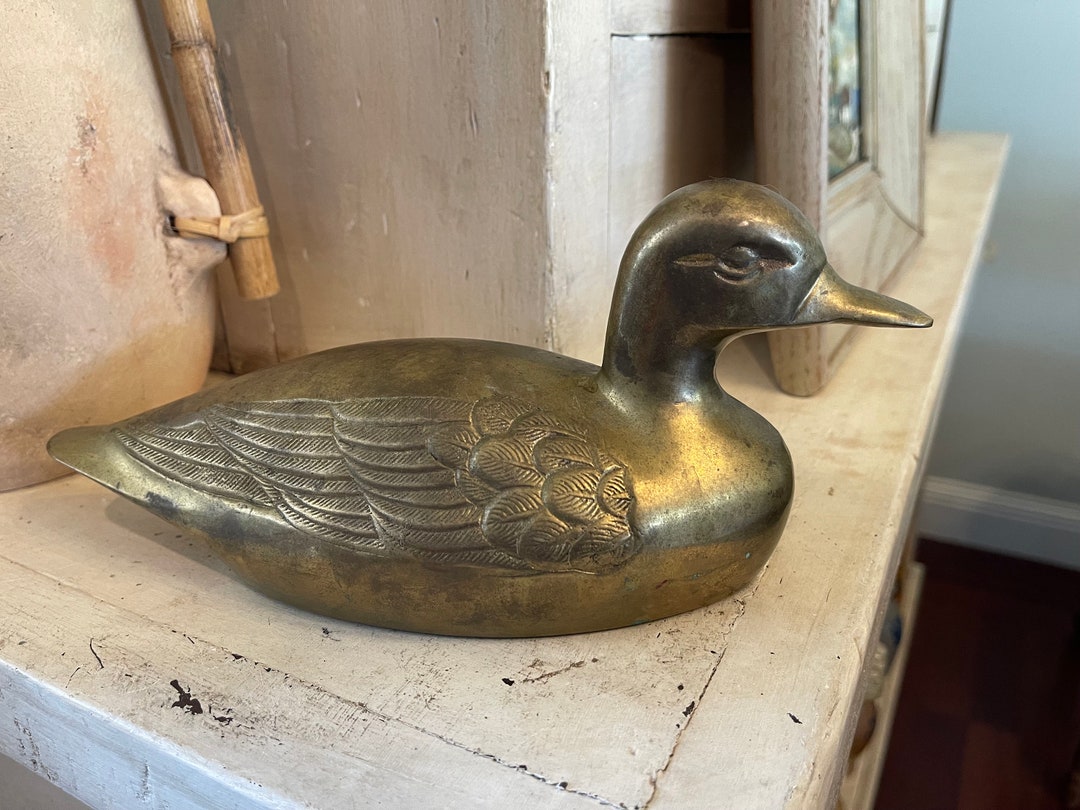 Vintage Solid Brass Duck Figurine Statue - Etsy