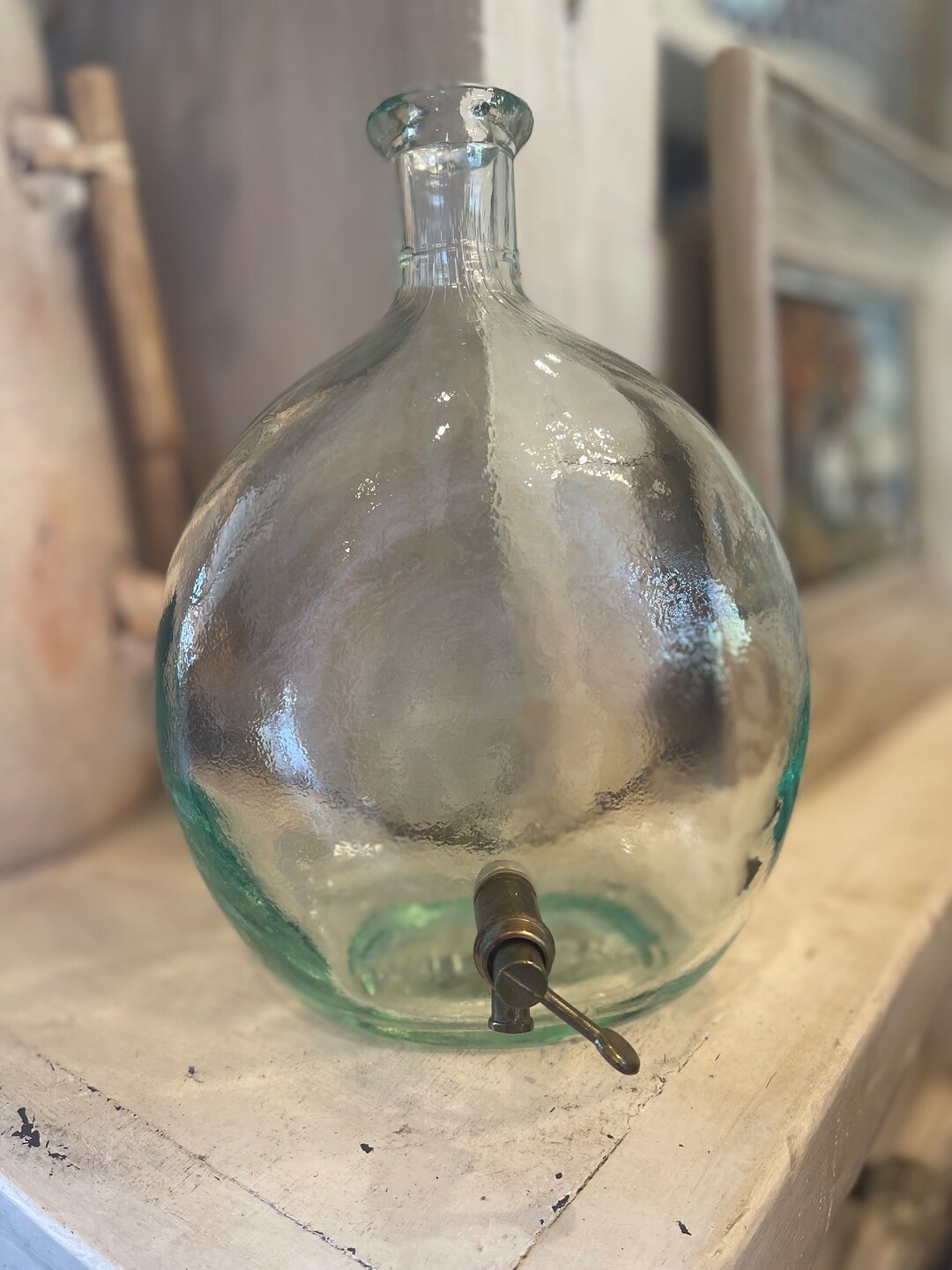 Vintage Italian Tinted Green Glass Wine Bottle Spigot - Etsy