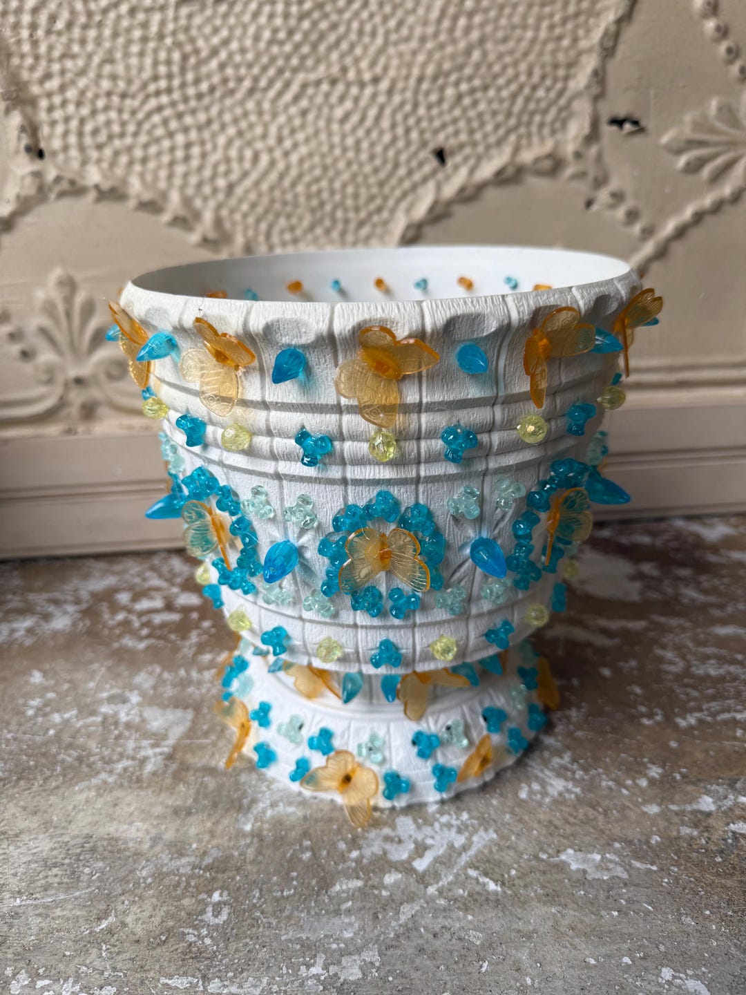 Vintage Small Lawnware Planter With Butteryfly Plugs - Etsy