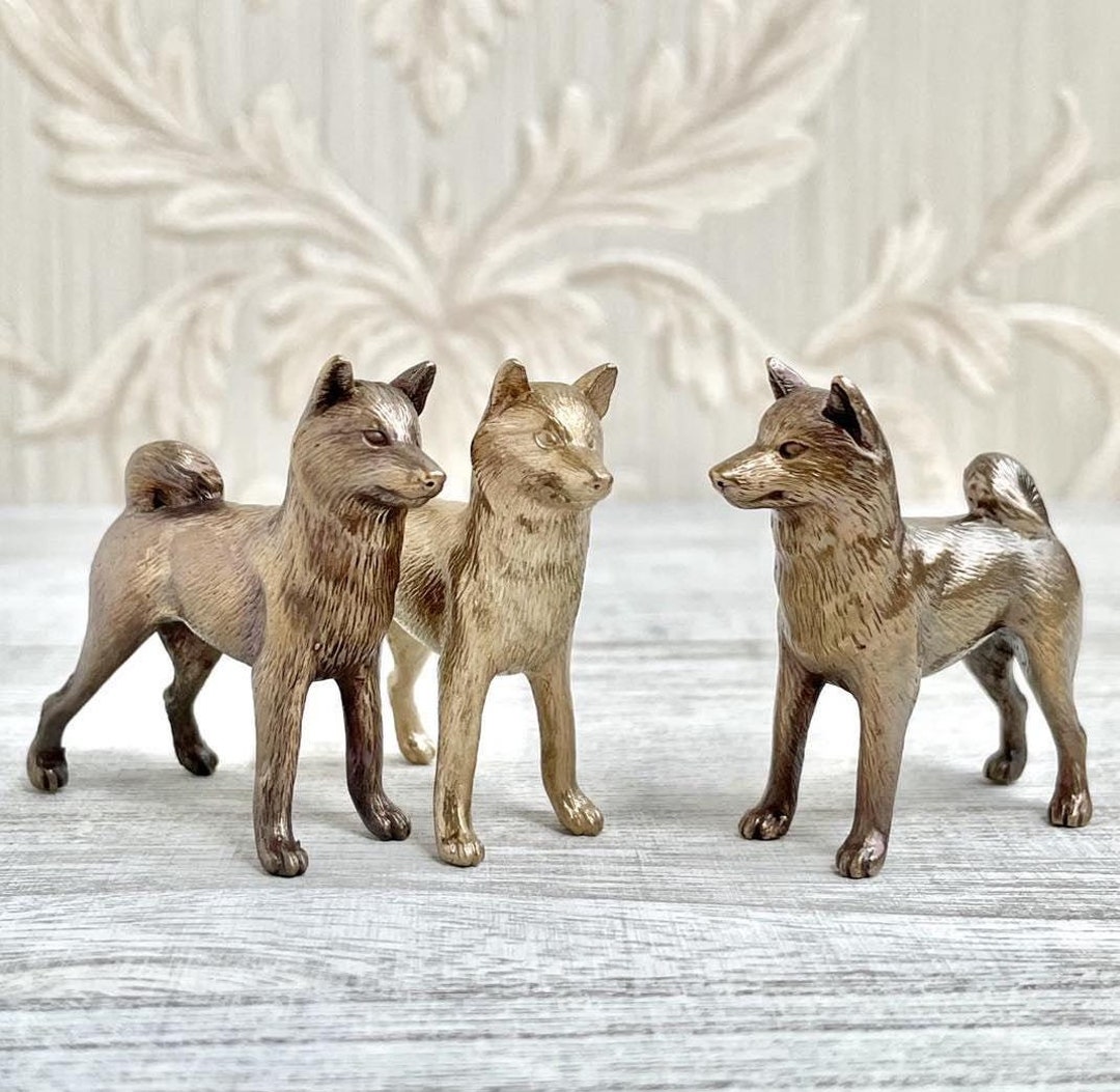 Japanese Shiba-dog, Solid Cast Bronze, Realistic, Figurine, Sculpture ...