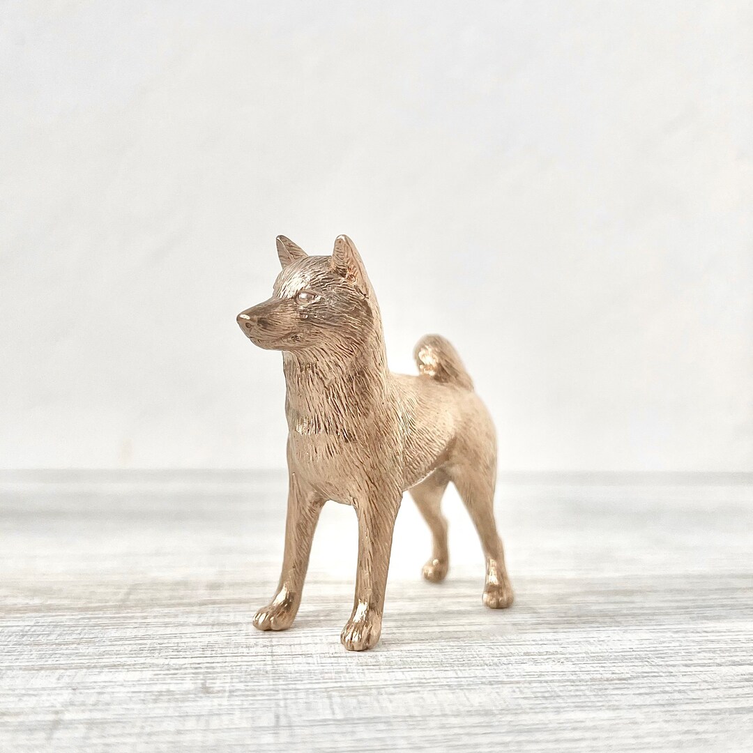 Japanese Shiba-dog, Solid Cast Bronze, Realistic, Figurine, Sculpture ...