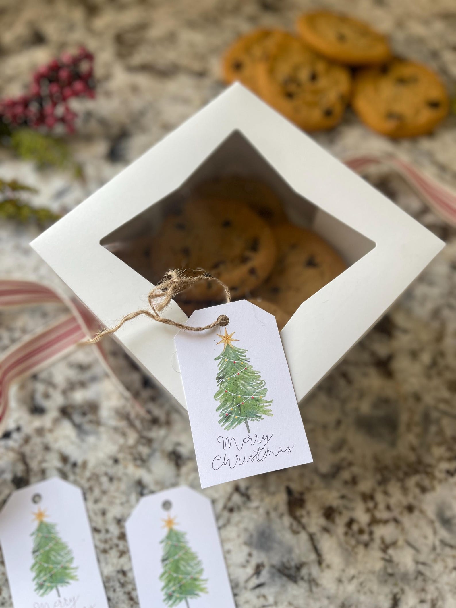 Kraft Bakery Box With Window: Christmas Cookie Gift Box (6x6x3) - Etsy