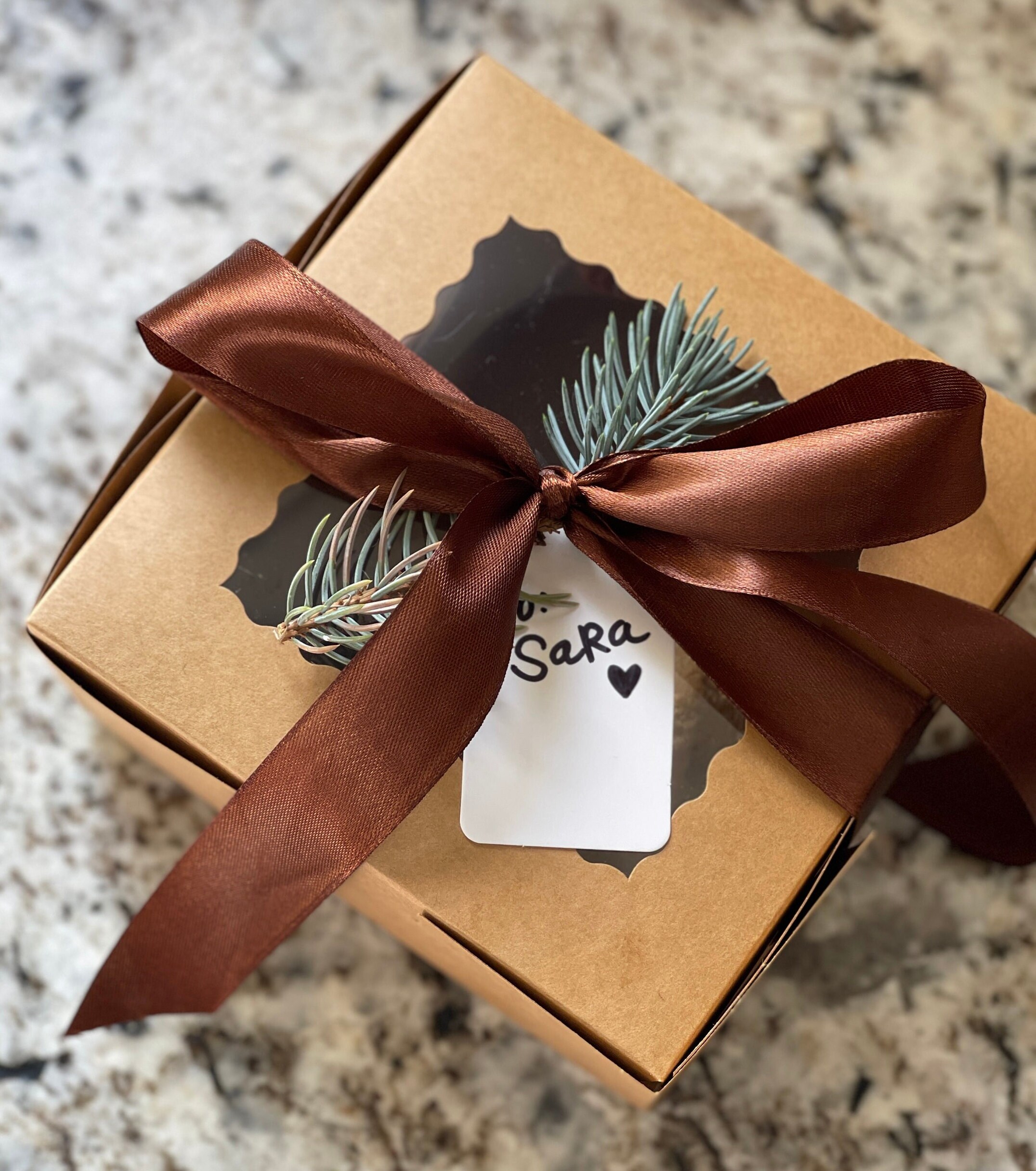 Kraft Brown Bakery Box With Window, Ribbon & Gift Tag (6x6x3) - Etsy