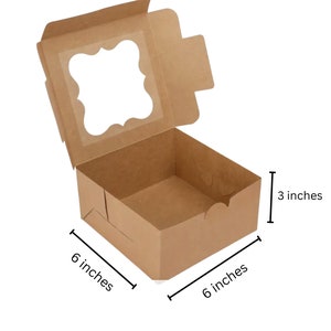 Kraft Brown Bakery Box With Window, Ribbon & Gift Tag (6x6x3) - Etsy