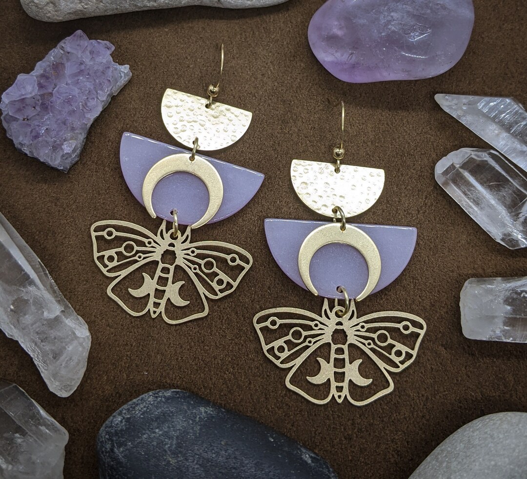 Aruna // Moth Earrings, Brass Earrings, Boho Jewelry, Witchy Earrings ...