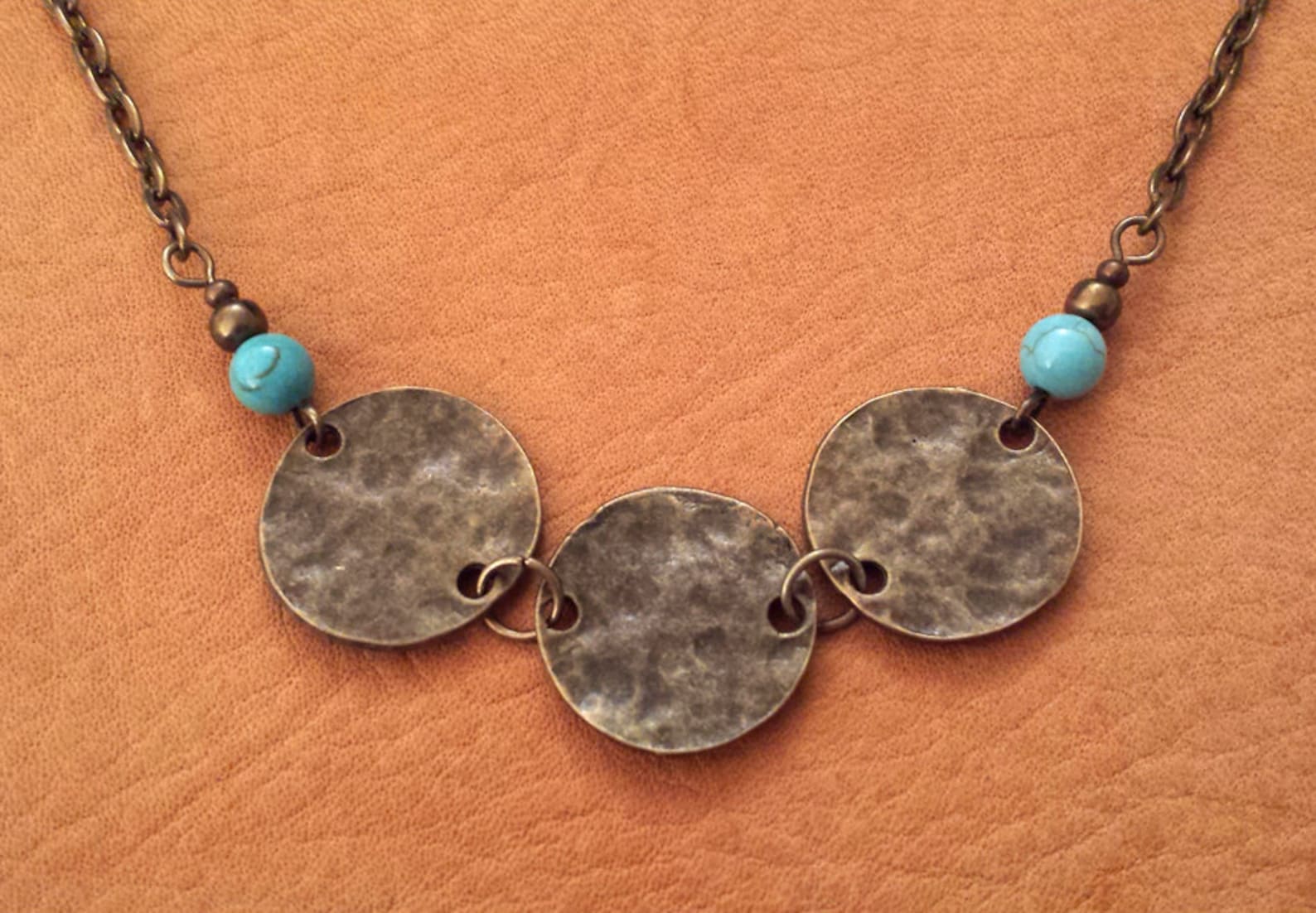 The Western // Hammered Metal // Tribal Necklace // Beaded Necklace ...