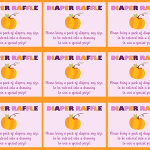 Pumpkin Diaper Raffle, Diaper Raffle Tickets, Fall Baby Shower, Pumpkin ...