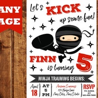 Ninja Kidz Birthday Invitation: Neon Glow Party, Editable Canva ...