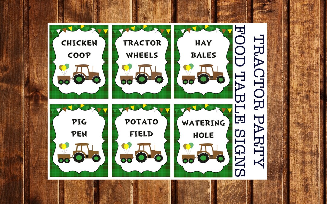 Tractor Food Signs, Tractor Birthday Party Signs, Instant Download ...