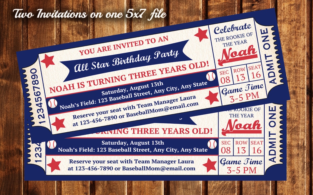 Baseball Invitation, Baseball Ticket Invitation, Baseball Party ...