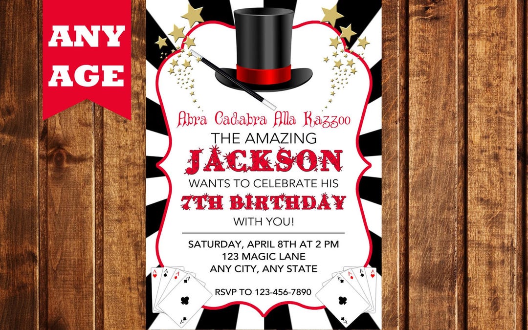 Magic Party Invitation, Magic Birthday Invitation, Magician Invitation ...