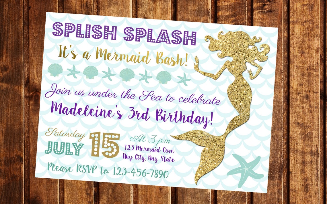 Mermaid Invitation, Mermaid Party Invite, Under the Sea Party ...