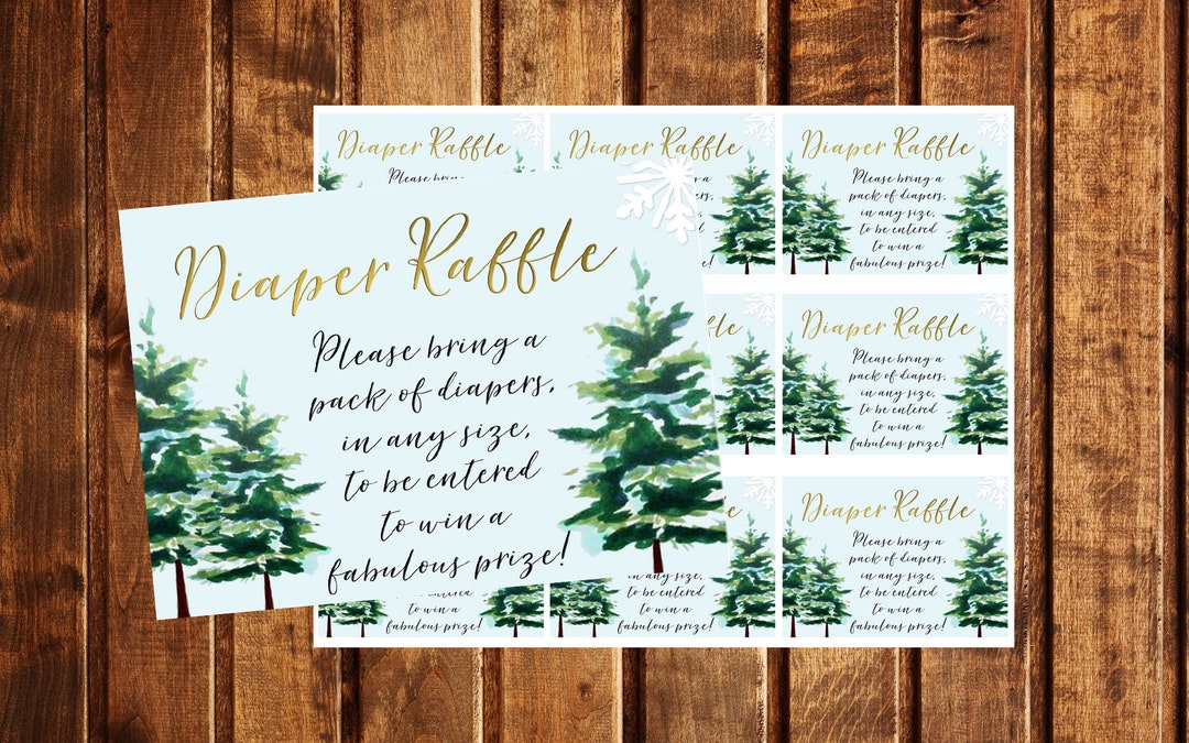 Winter Diaper Raffle Card - Baby Shower - Baby Shower Game - Instant ...