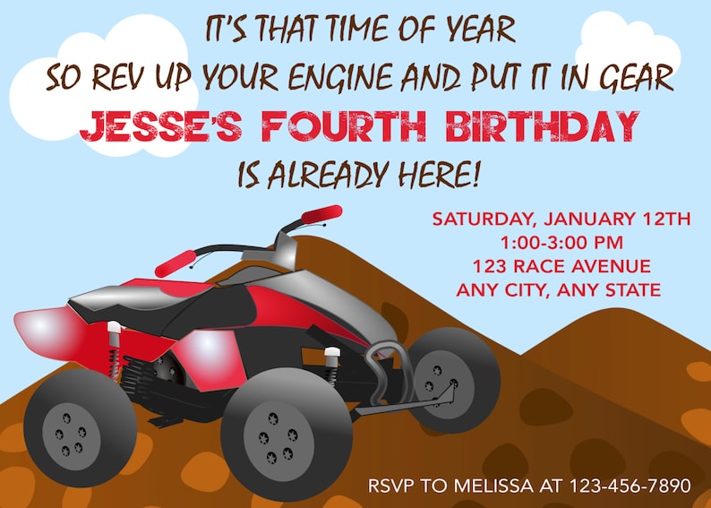 4 Wheeler Invitation, 4 Wheeler Birthday Party Invitations, Four ...