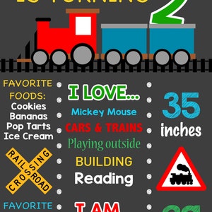 Train Chalkboard Poster, Birthday Poster, Train Birthday, Milestones ...
