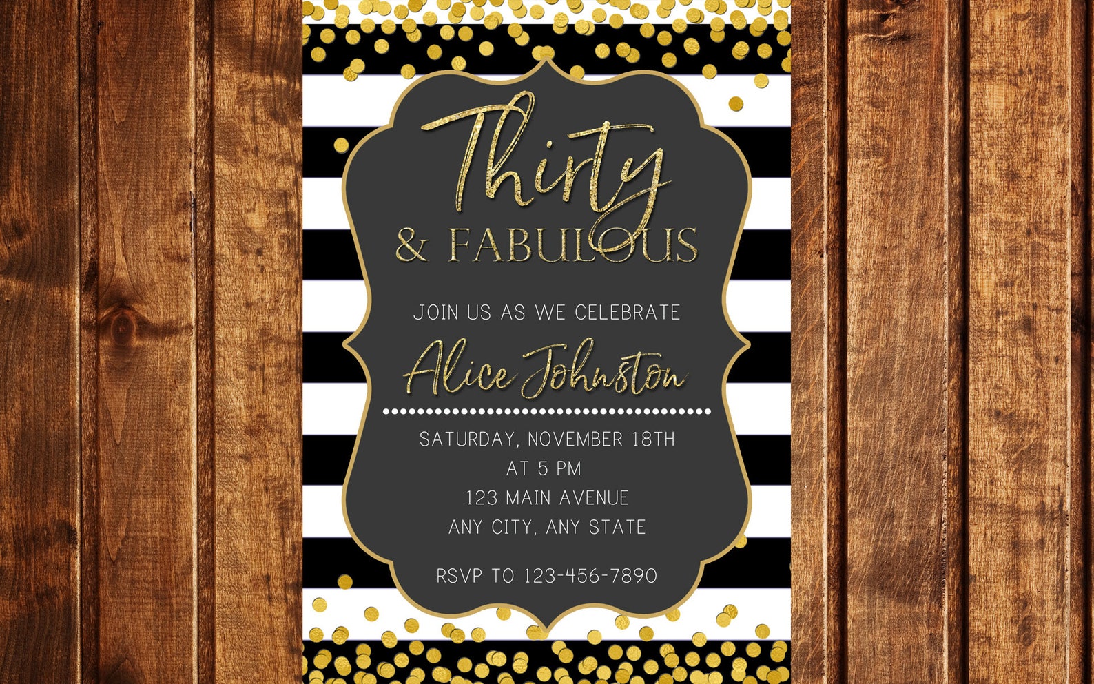 30th Birthday Invitation for Women, PRINTABLE Thirty and Fabulous ...