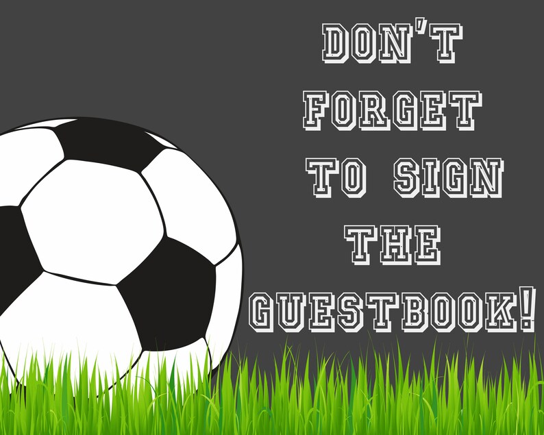 Soccer Birthday Guestbook Sign - PRINTABLE - Sports Guestbook Sign ...