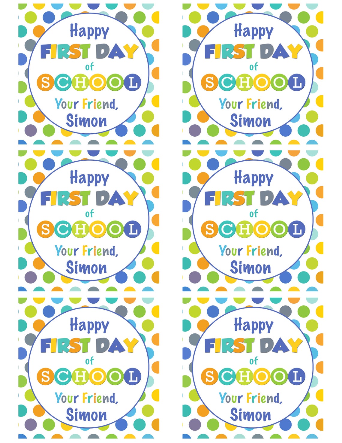 First Day of School Favor Tag First Day of School Tags - Etsy