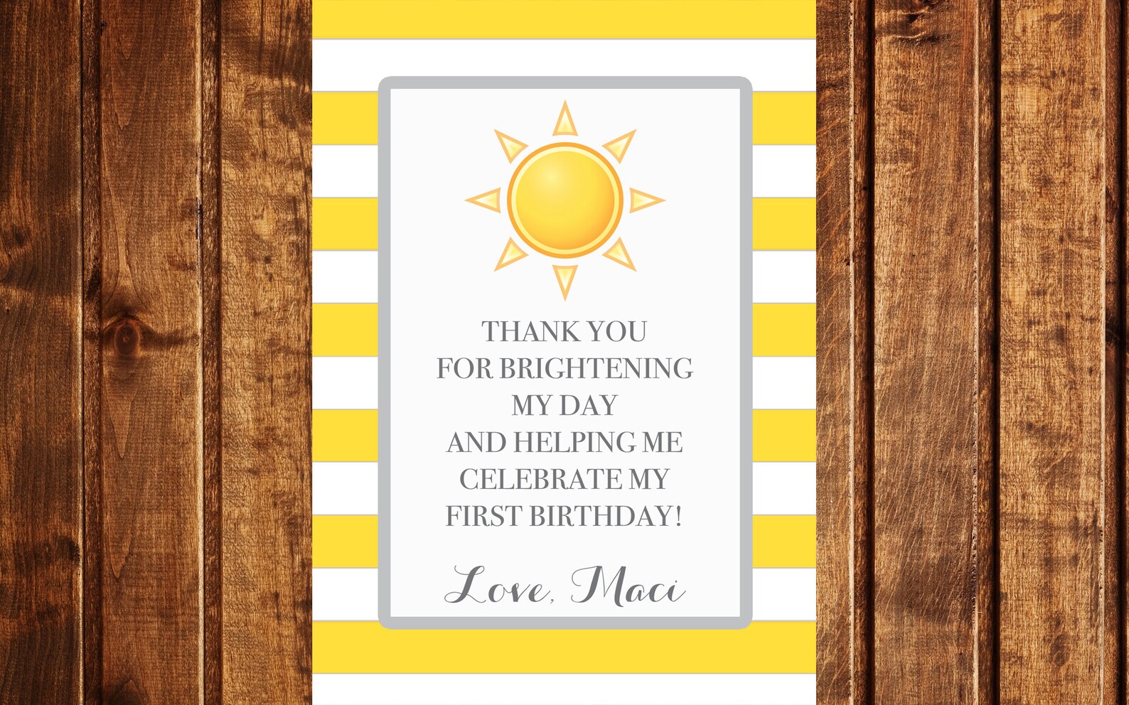 Sunshine Thank You Card, Sunshine Birthday, Sunshine Party, Thank You ...