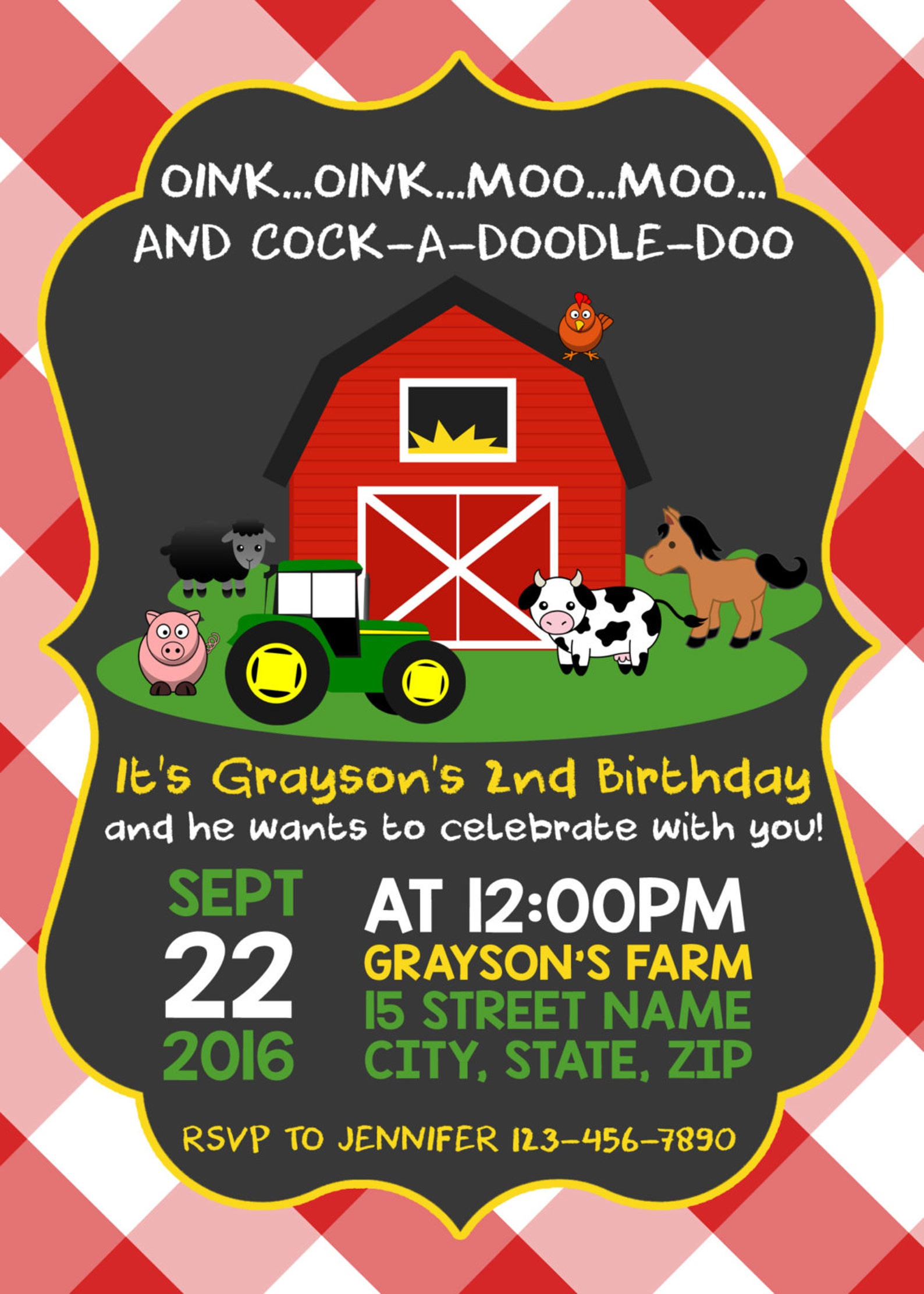 Farm Birthday Invitation, Farm Birthday, Farm Animals Invitation, Farm ...