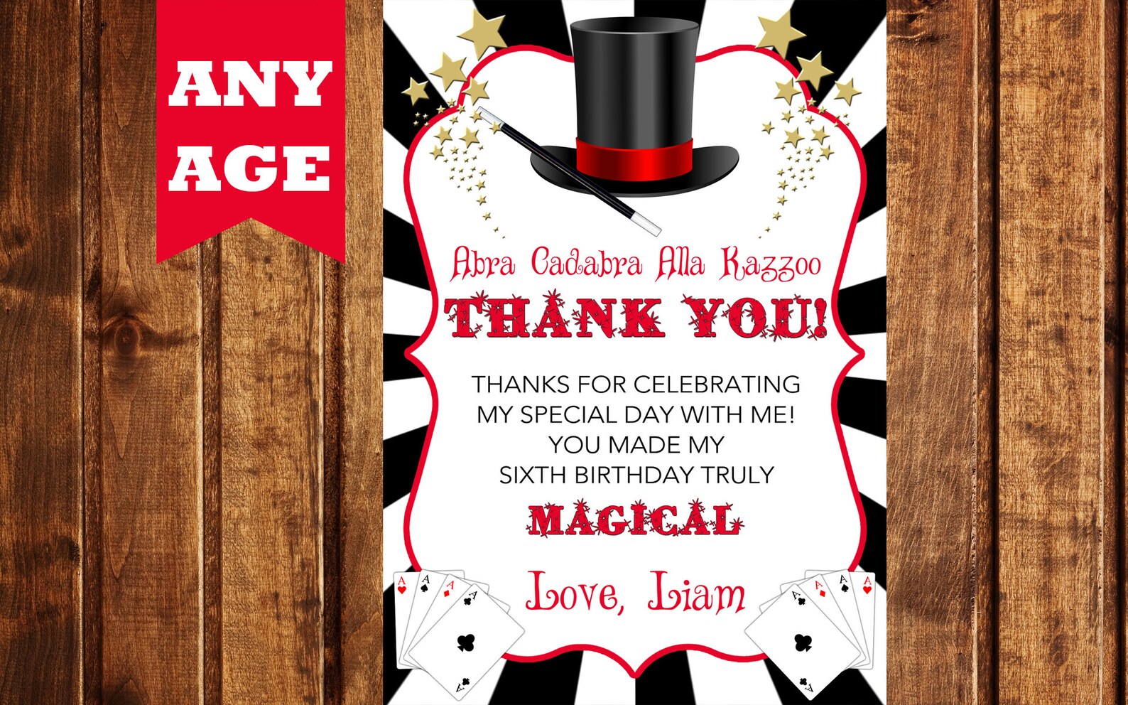 Magic Party Thank You Card Magic Birthday Thank You Card - Etsy