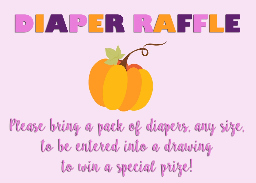 Pumpkin Diaper Raffle, Diaper Raffle Tickets, Fall Baby Shower, Pumpkin ...