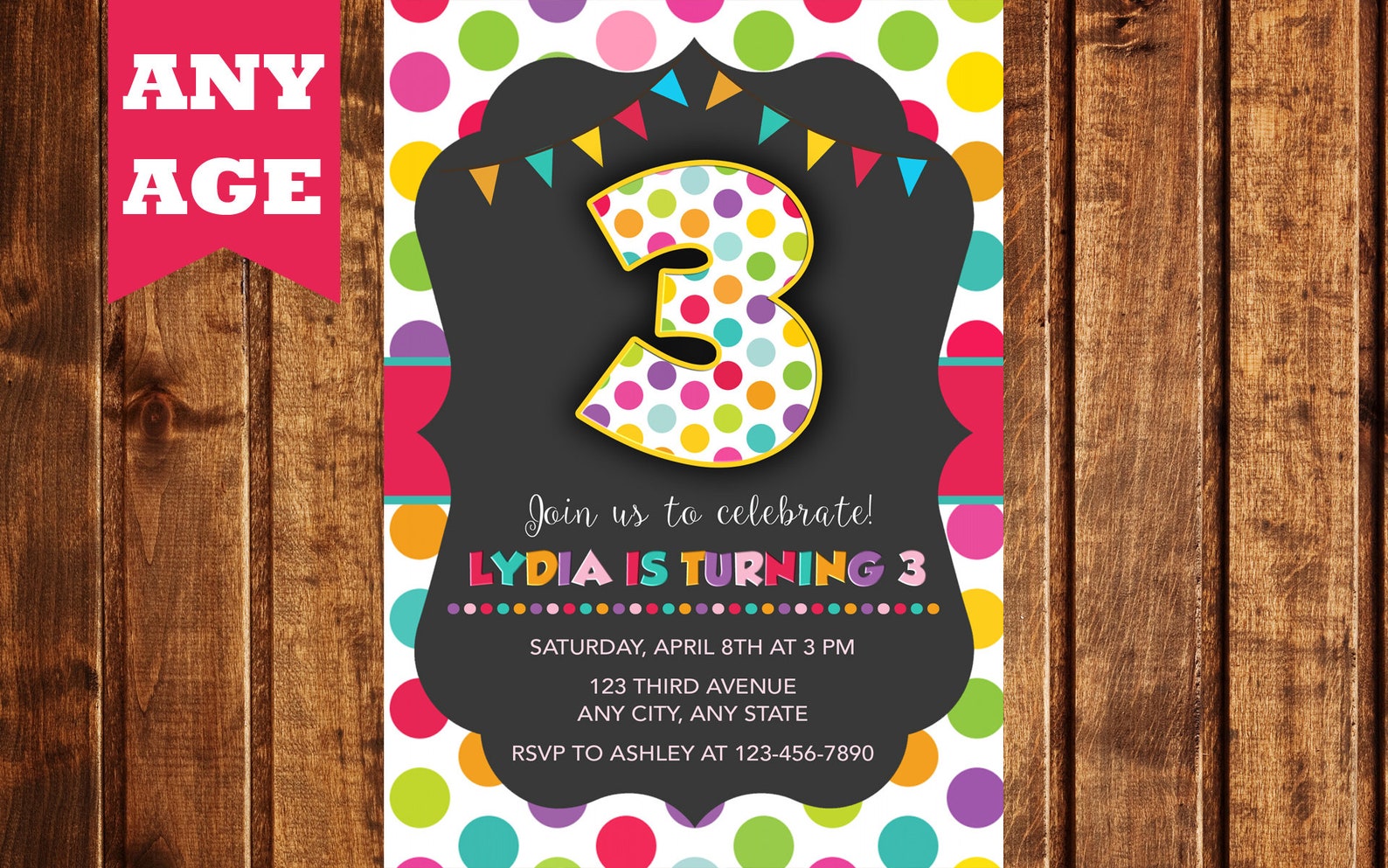 3rd Birthday Invitation Girl Birthday Invitation Printable | Etsy