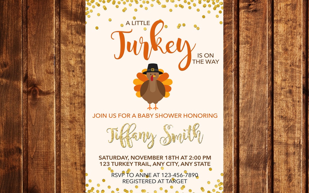 Turkey Baby Shower Invitation, Turkey Invitation, Fall Baby Shower ...