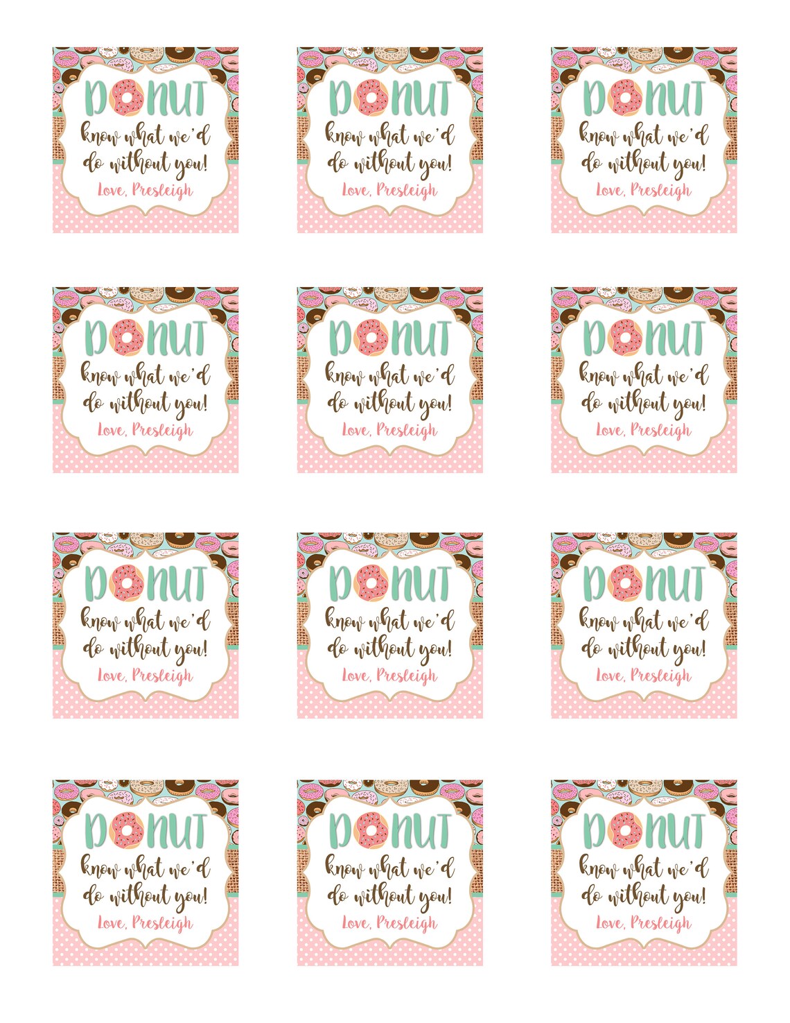 Donut Favor Tags Donut Gift Tags Donut Thank You Tags Donut - Etsy