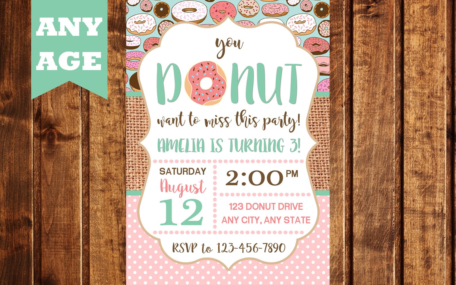 Donut Invitation, Donut Party, Birthday Invitation, Donut Birthday ...