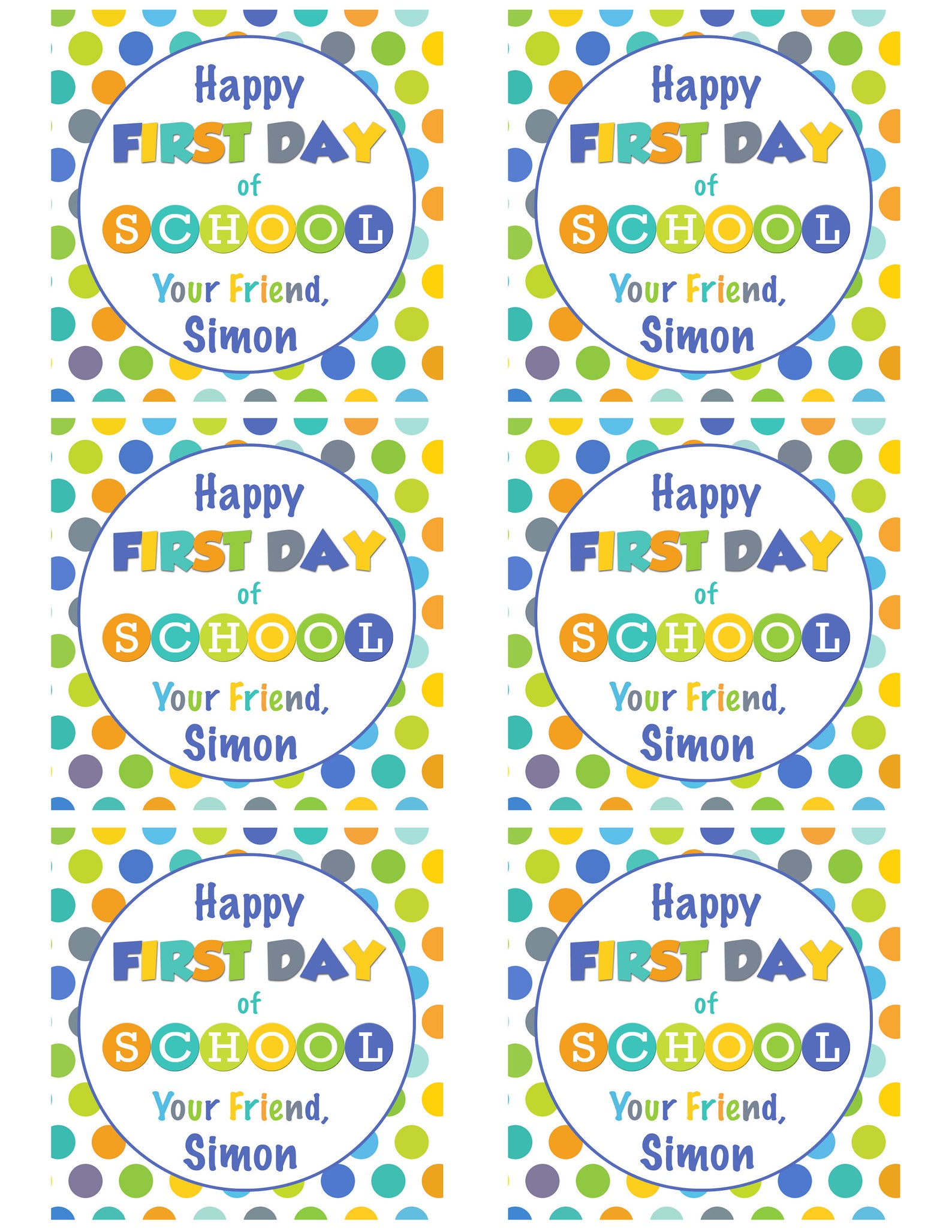 First Day of School Favor Tag First Day of School Tags - Etsy