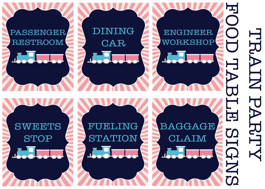 Train Food Signs, Train Birthday Party Signs, Instant Download ...