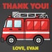 Fire Truck Thank You Card, Firetruck Thank You Card, Fireman Thank You ...