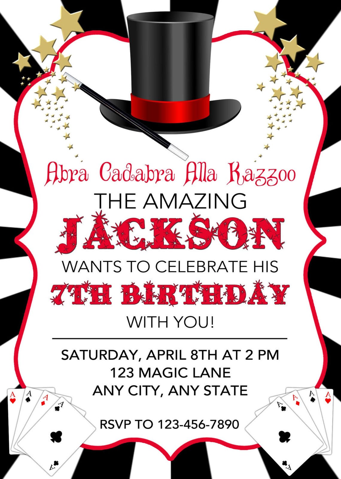 Magic Party Invitation Magic Birthday Invitation Magician - Etsy