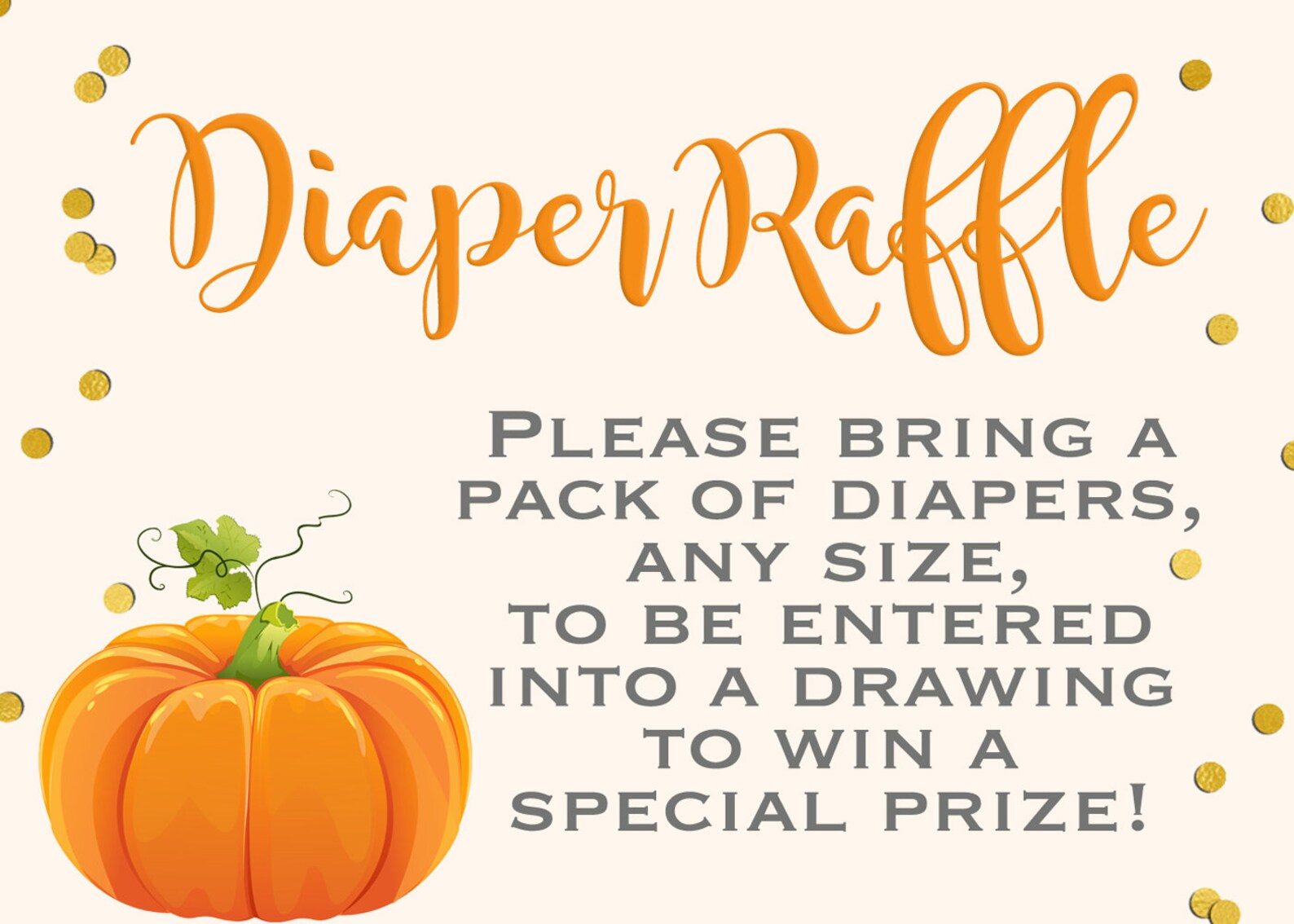 Little Pumpkin Diaper Raffle Card Baby Shower Baby Shower - Etsy