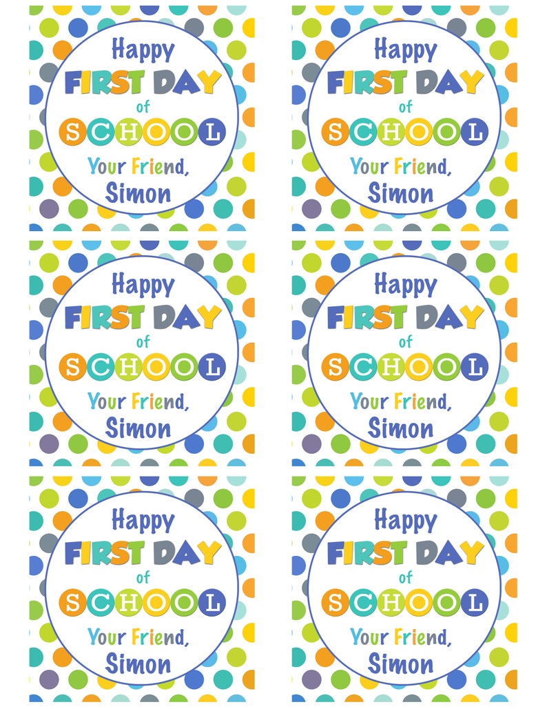 First Day of School Favor Tag, First Day of School Tags, PRINTABLE ...