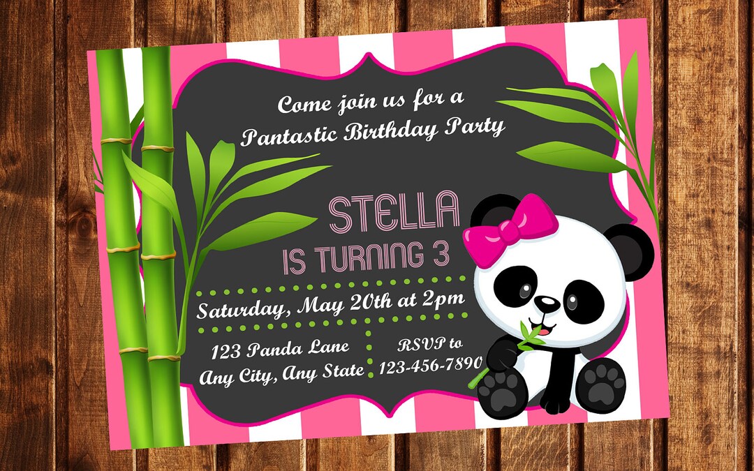 Panda Invitation, Panda Birthday Party, Panda Birthday Invitation ...