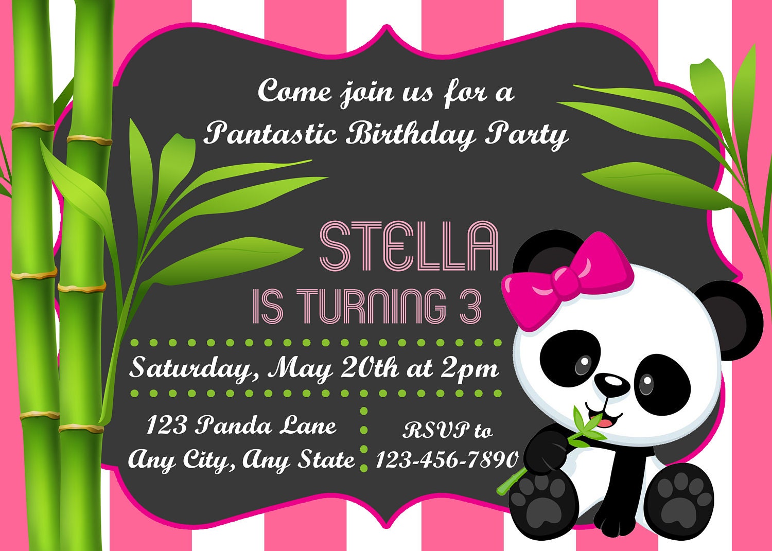 Panda Invitation Panda Birthday Party Panda Birthday | Etsy