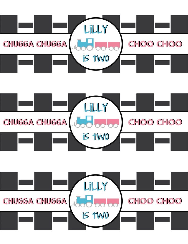 Train Birthday Water Bottle Labels Printable Train Birthday - Etsy