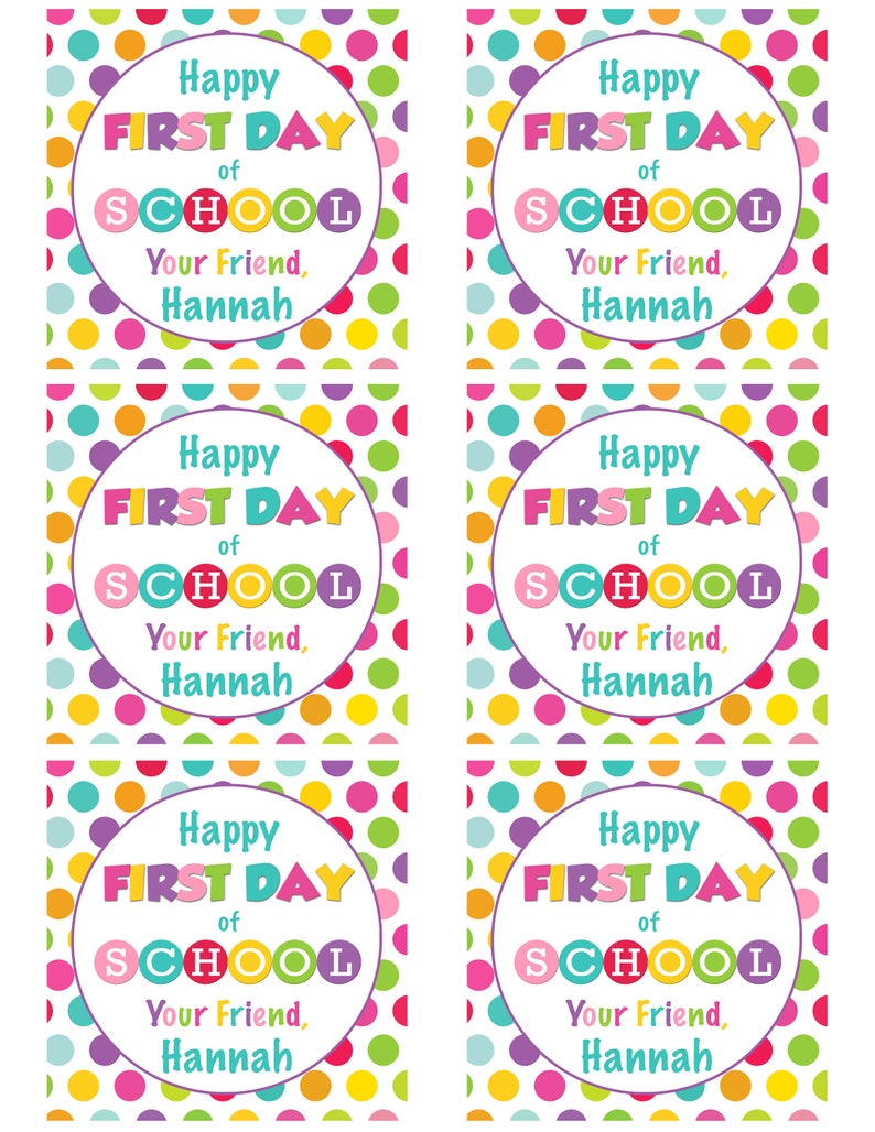 First Day of School Favor Tag First Day of School Tags - Etsy