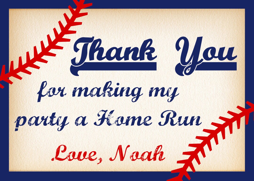 Baseball Thank You Card, Baseball Invitation, Baseball Party, Baseball ...
