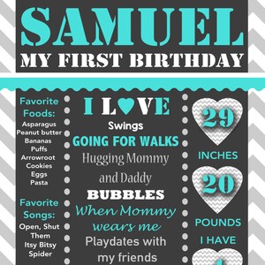 Chevron Chalkboard Sign, First Birthday Chalkboard Poster, Chevron ...