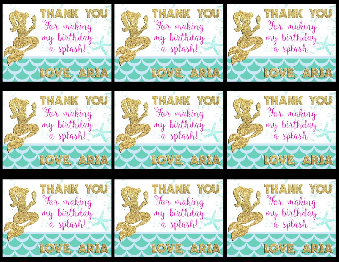 Mermaid Thank You Tags, Mermaid Gift Tags, Thank You Tags, Under the ...