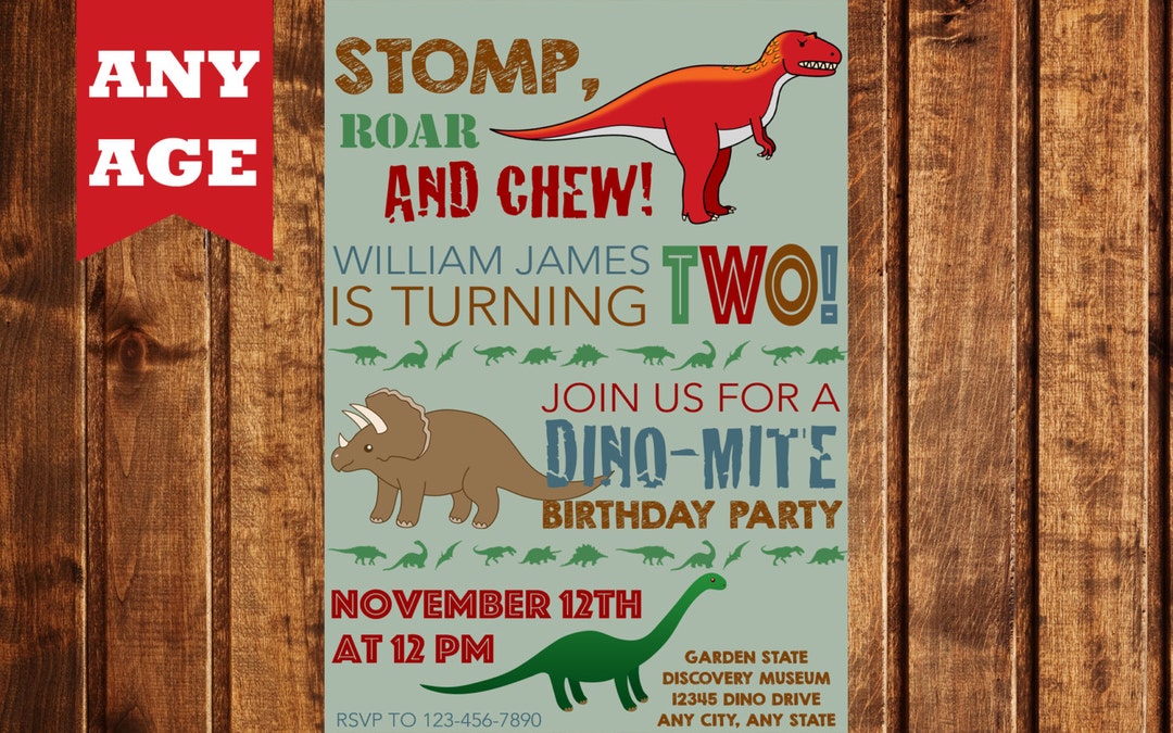 Dinosaur Invitation, Dinosaur Birthday Invitation, Dinosaur Birthday ...