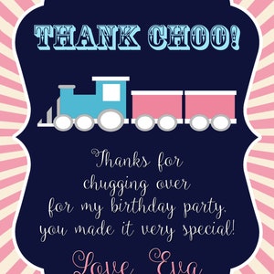 Girl Train Thank You Card, Girl Train Birthday Thank You Card ...
