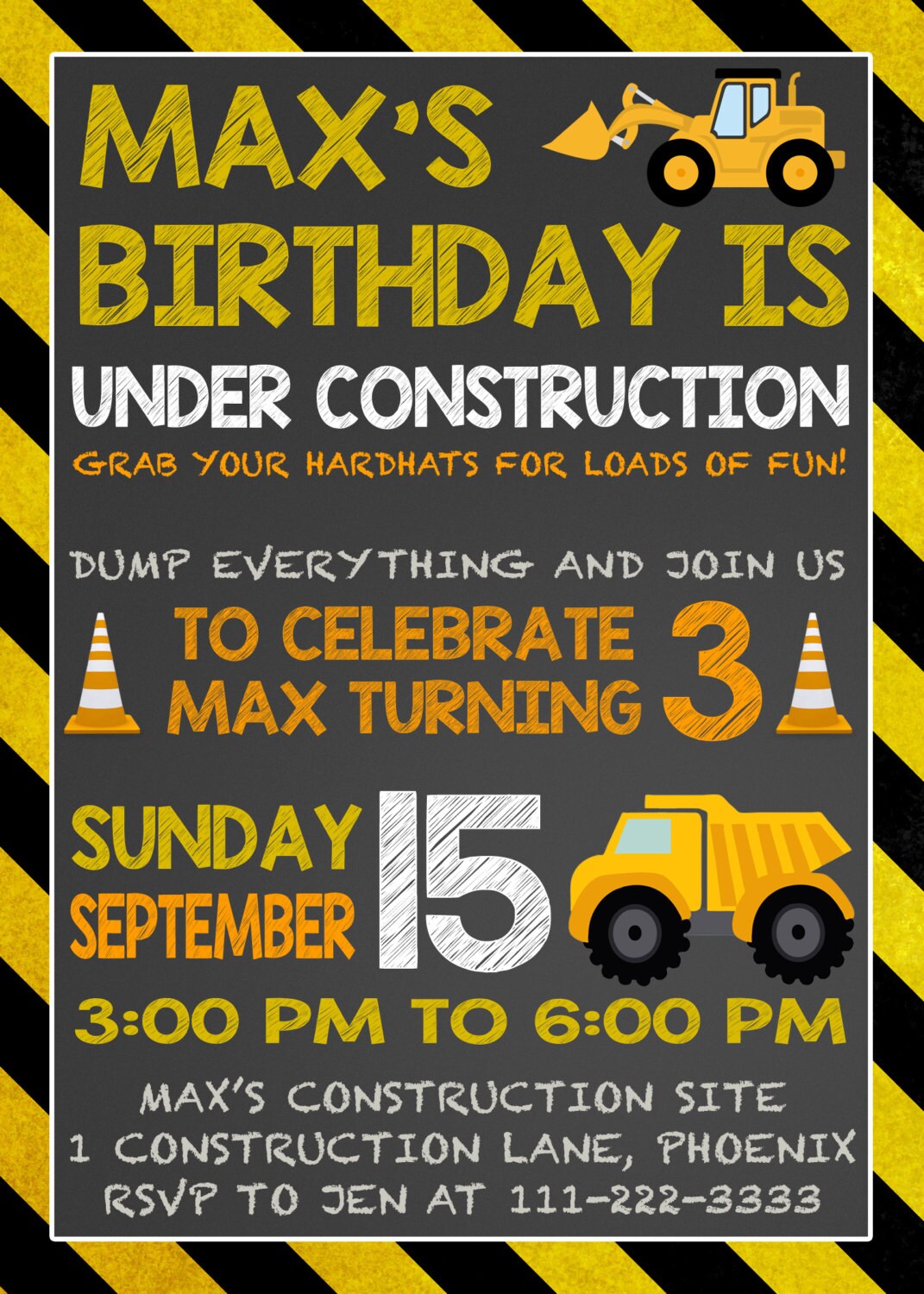 Construction Birthday Invitation Construction Party - Etsy