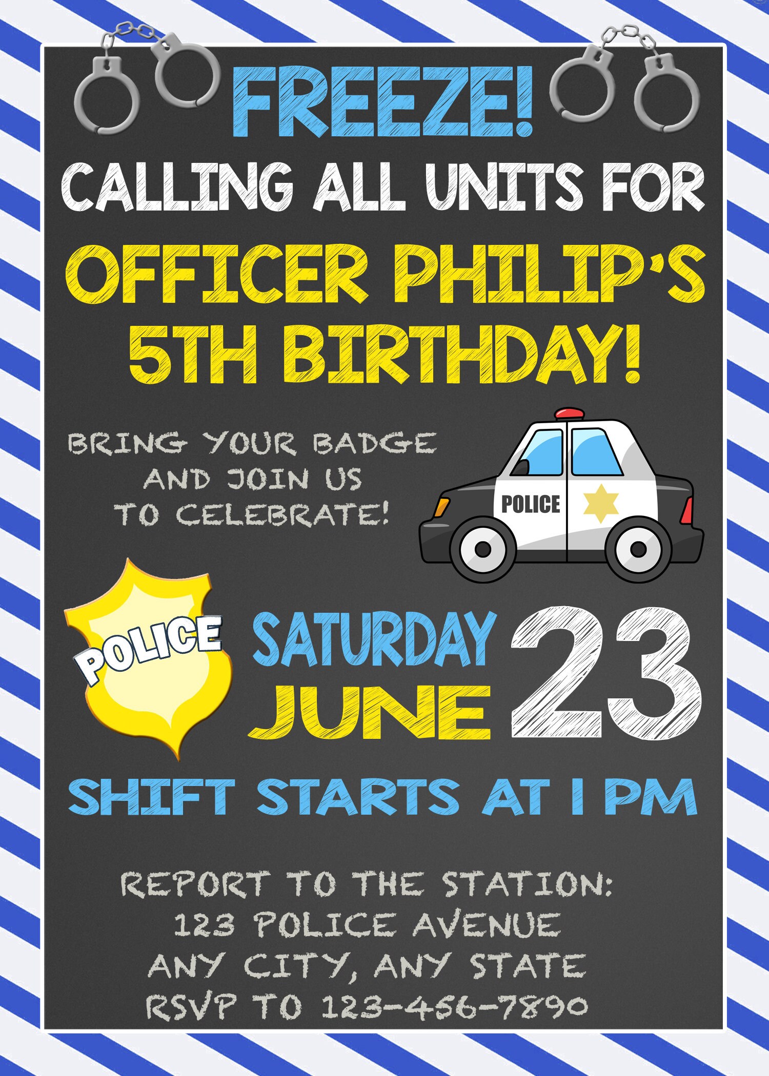 Police Birthday Invitations Policeman Invitations Police | Etsy