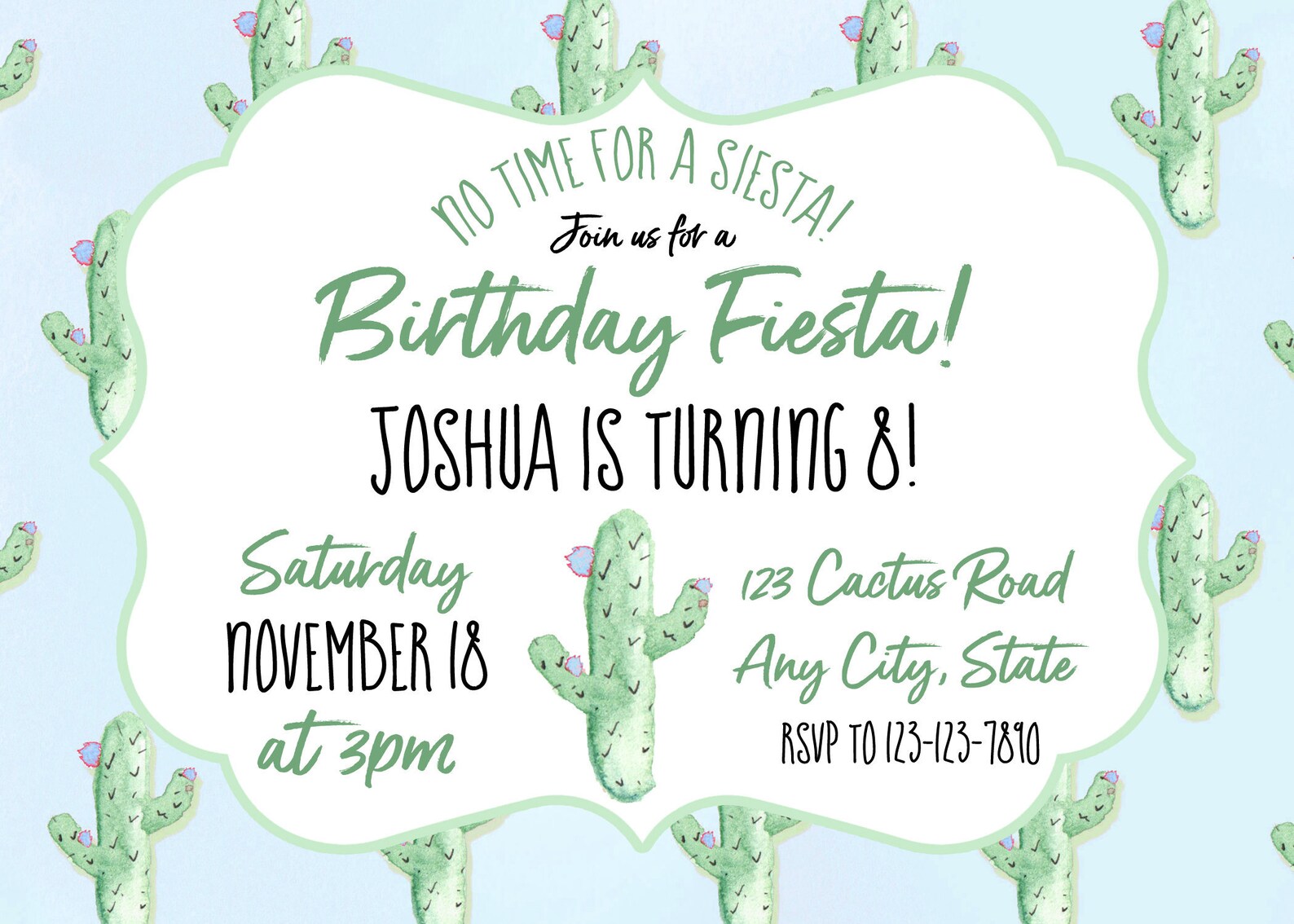 Cactus Birthday Invitation Fiesta Birthday Invitation Boy - Etsy