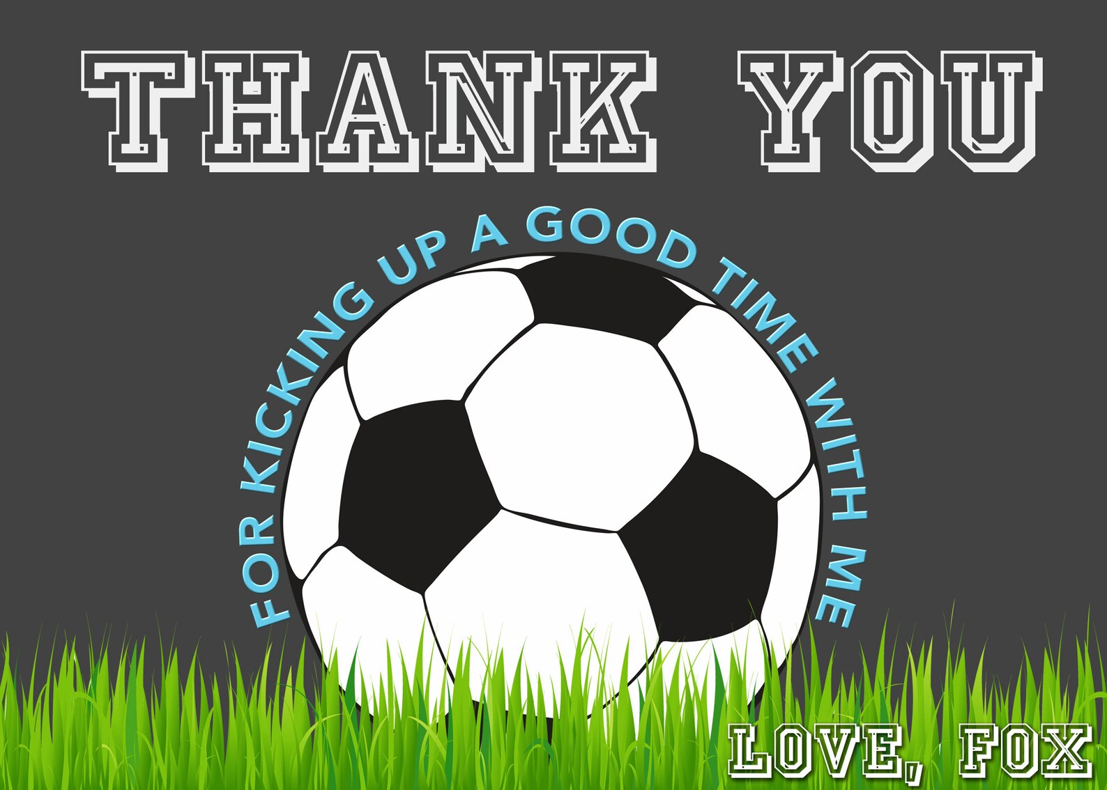 Soccer Thank You Card Soccer Birthday Soccer Ball Thank You - Etsy