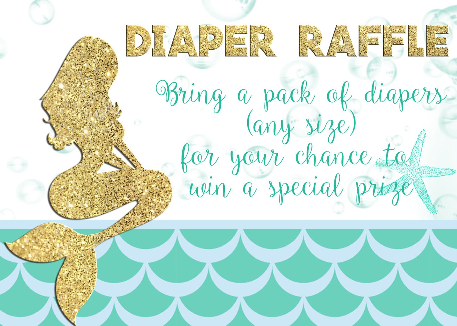 Mermaid Diaper Raffle Inserts Mermaid Gift Tags Thank You - Etsy